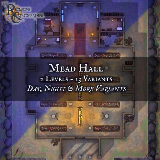 The Mead Hall – 2 Level Great Hall Battle Map (13 Variants) | D&D ...