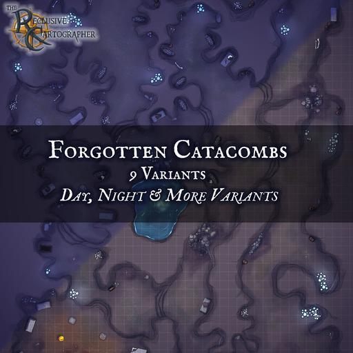 Forgotten Catacombs – Underground Tombs Battle Map (9 Variants) | D&D ...