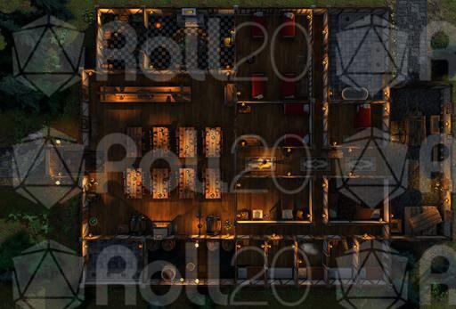 Large Tavern Battlemap: DnD & TTRPG - Grid & Gridless | Roll20 ...